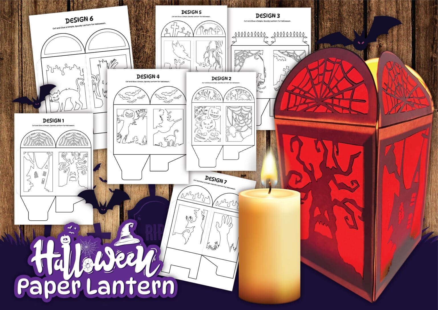 DIY Easy Paper Halloween Lanterns | 7 Free Printable Designs for Kids