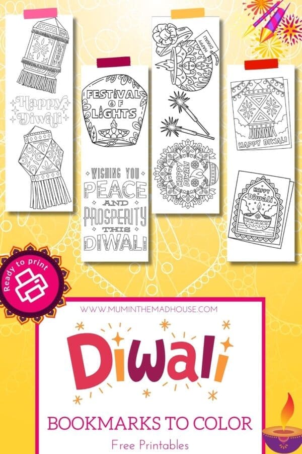 Free Printable Bookmarks to Color for Diwali | Fun & Festive Craft