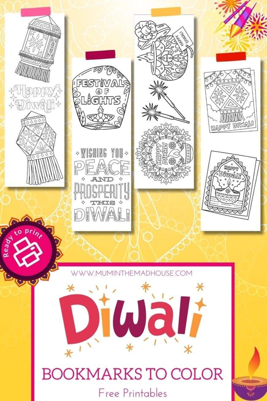 Free Printable Bookmarks to Color for Diwali | Fun & Festive Craft