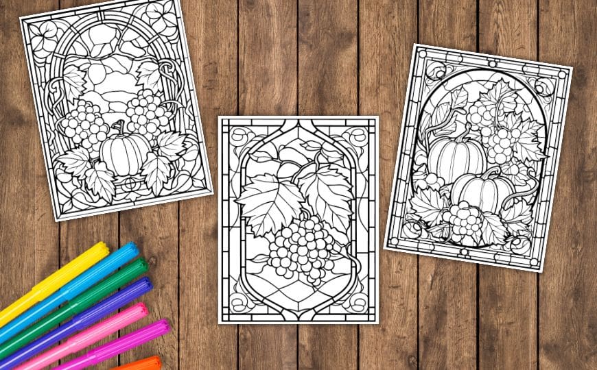 11 Free Autumn Stained Glass Coloring Pages - Perfect for Fall Creativity