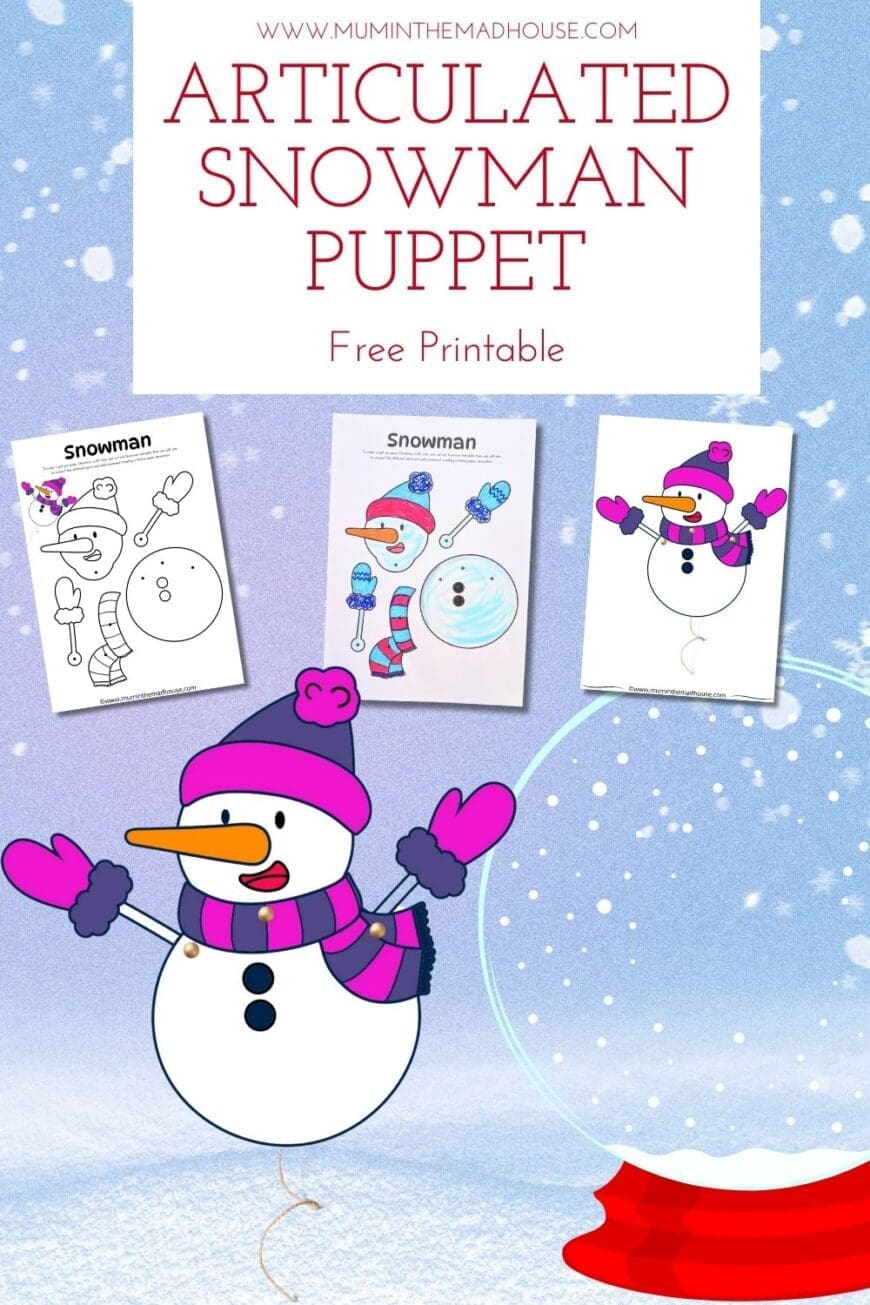 Free Printable Articulated Snowman Puppet: One to Color In and One Pre ...