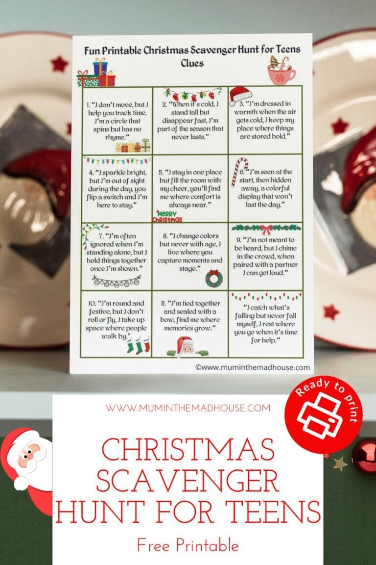 Fun Christmas Scavenger Hunt for Teens | Free Printable Clues