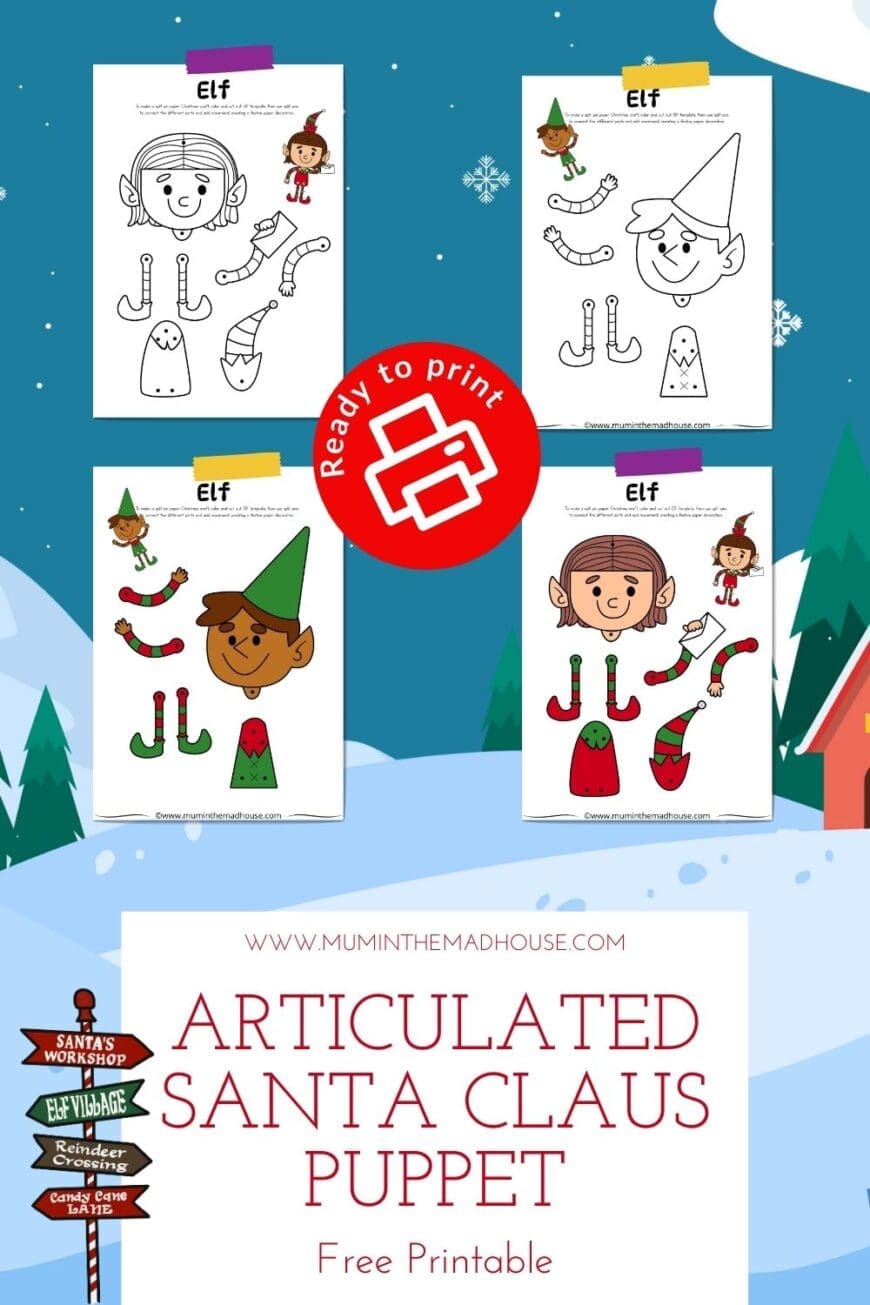 Free Printable Elf Puppets - Fun Christmas Craft for Kids