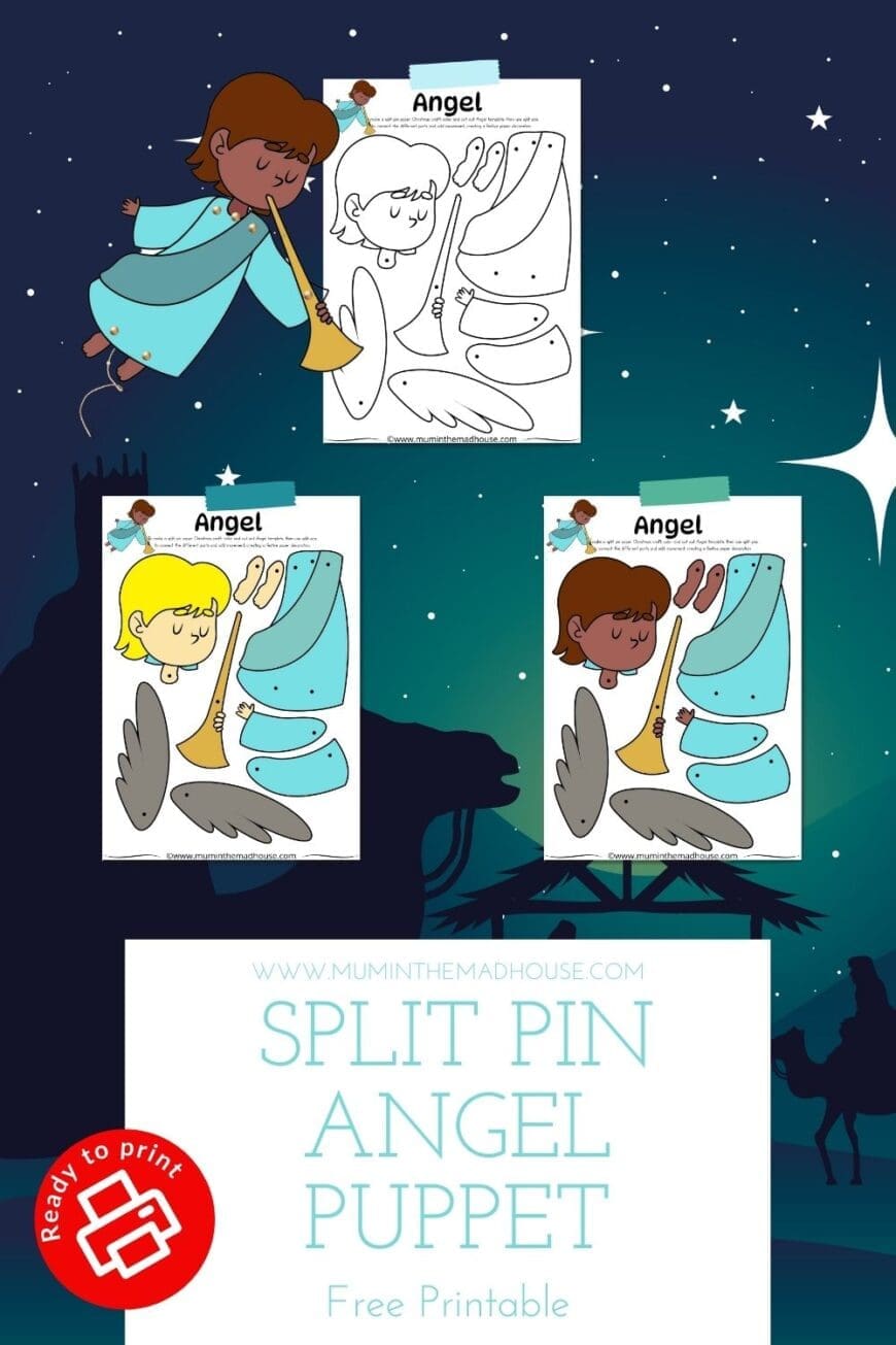 Free Printable Articulated Angel Puppet | Color & Pre-Colored Templates