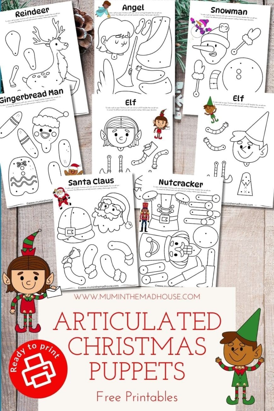 Create Your Own Christmas Articulated Puppets: A Fun Coloring and Craft ...