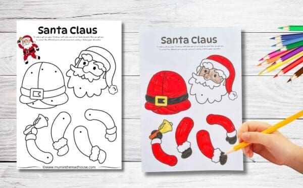 Free Printable Santa Claus Puppet - Color & Assemble for Christmas Fun