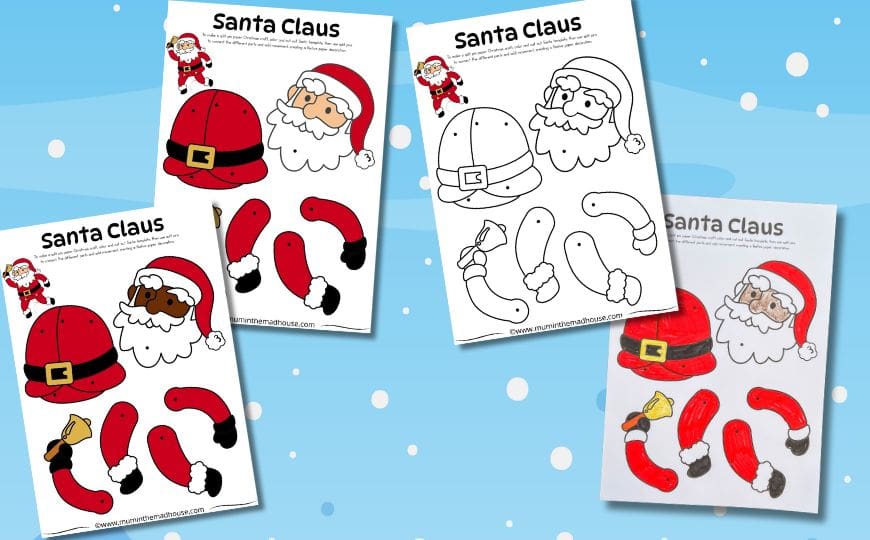 Free Printable Santa Claus Puppet - Color & Assemble for Christmas Fun