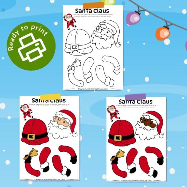 Free Printable Santa Claus Puppet - Color & Assemble for Christmas Fun