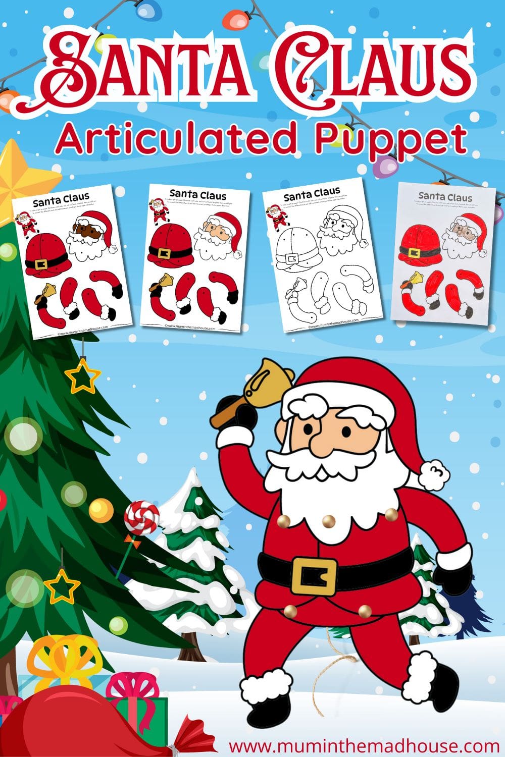 Free Printable Santa Claus Puppet - Color & Assemble for Christmas Fun