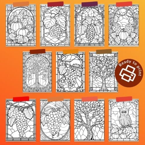 11 Free Autumn Stained Glass Coloring Pages - Perfect for Fall Creativity