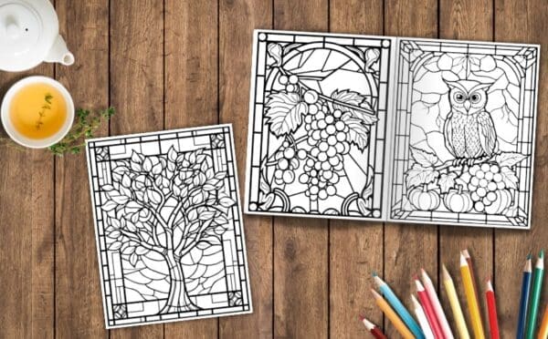 11 Free Autumn Stained Glass Coloring Pages - Perfect for Fall Creativity