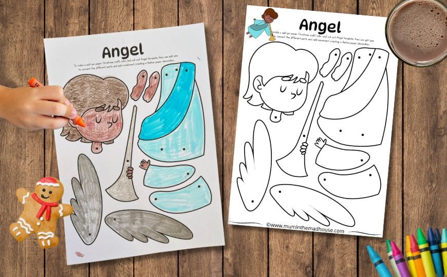 Free Printable Articulated Angel Puppet | Color & Pre-Colored Templates