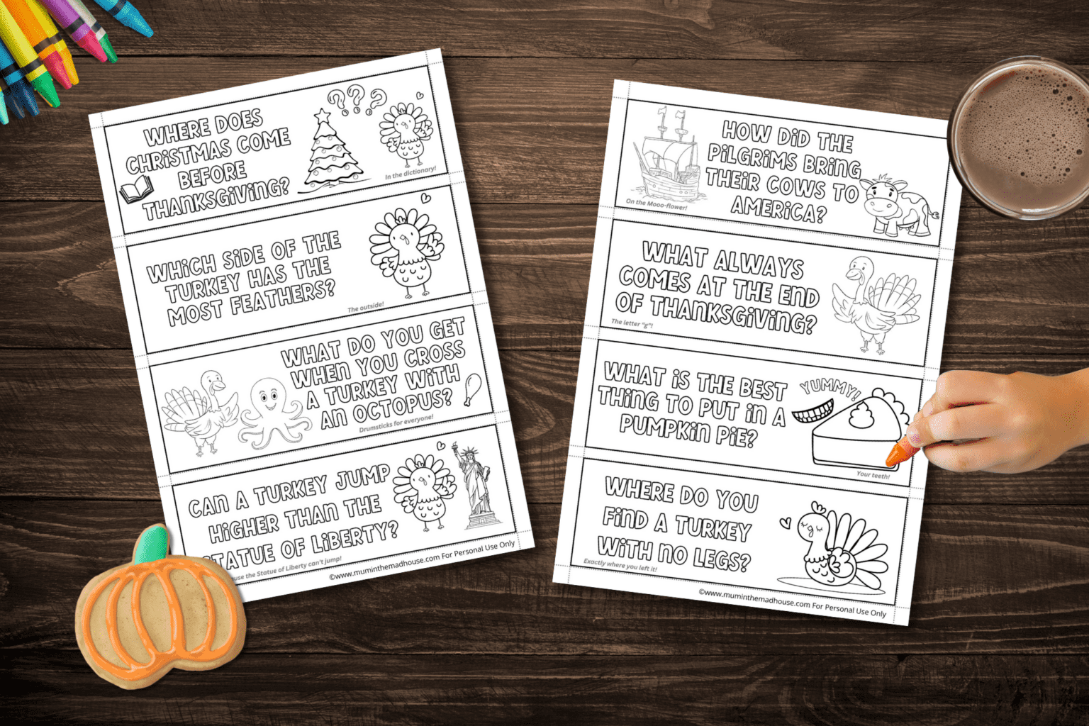 Thanksgiving Riddle Bookmarks to Color: Fun and Interactive Holiday ...