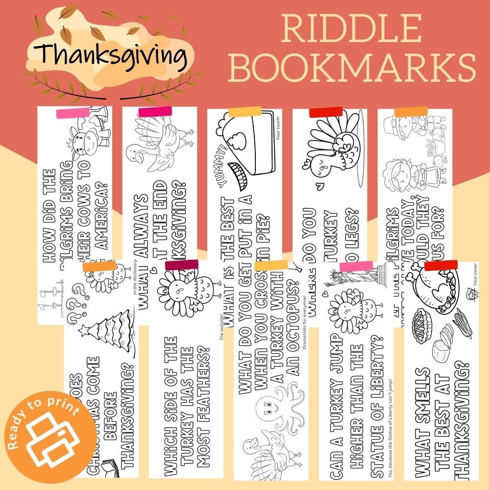Thanksgiving Riddle Bookmarks Download | Mum In The Madhouse