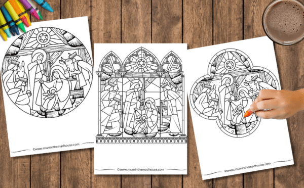 Stained Glass Nativity Coloring Pages – Free Christmas Printables for ...