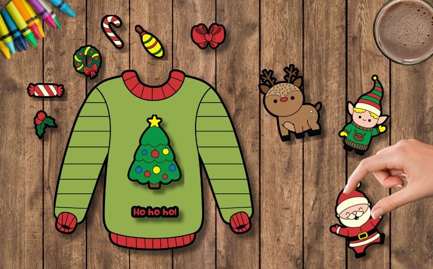 DIY Ugly Sweater Craft for Kids | Free Printable Templates for Holiday Fun