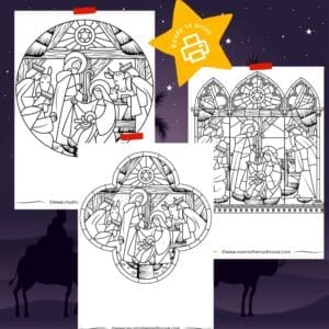 Stained Glass Nativity Coloring Pages – Free Christmas Printables for ...