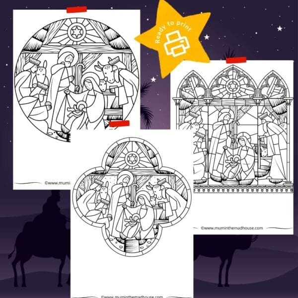 Stained Glass Nativity Coloring Download | Mum In The Madhouse