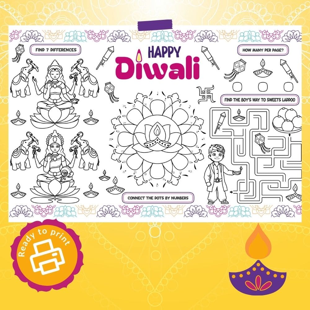 Happy Diwali Activity Sheet Download | Mum In The Madhouse