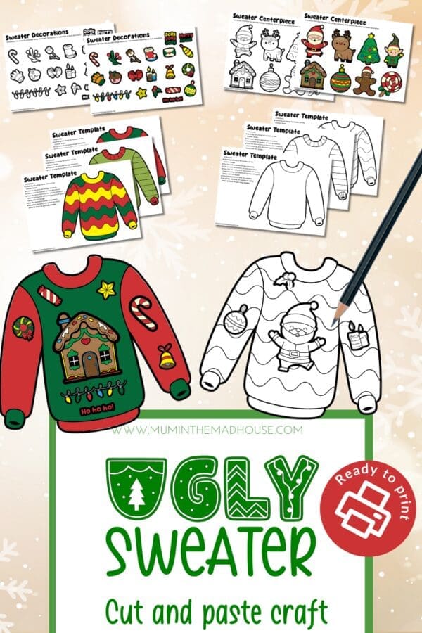 DIY Ugly Sweater Craft for Kids | Free Printable Templates for Holiday Fun
