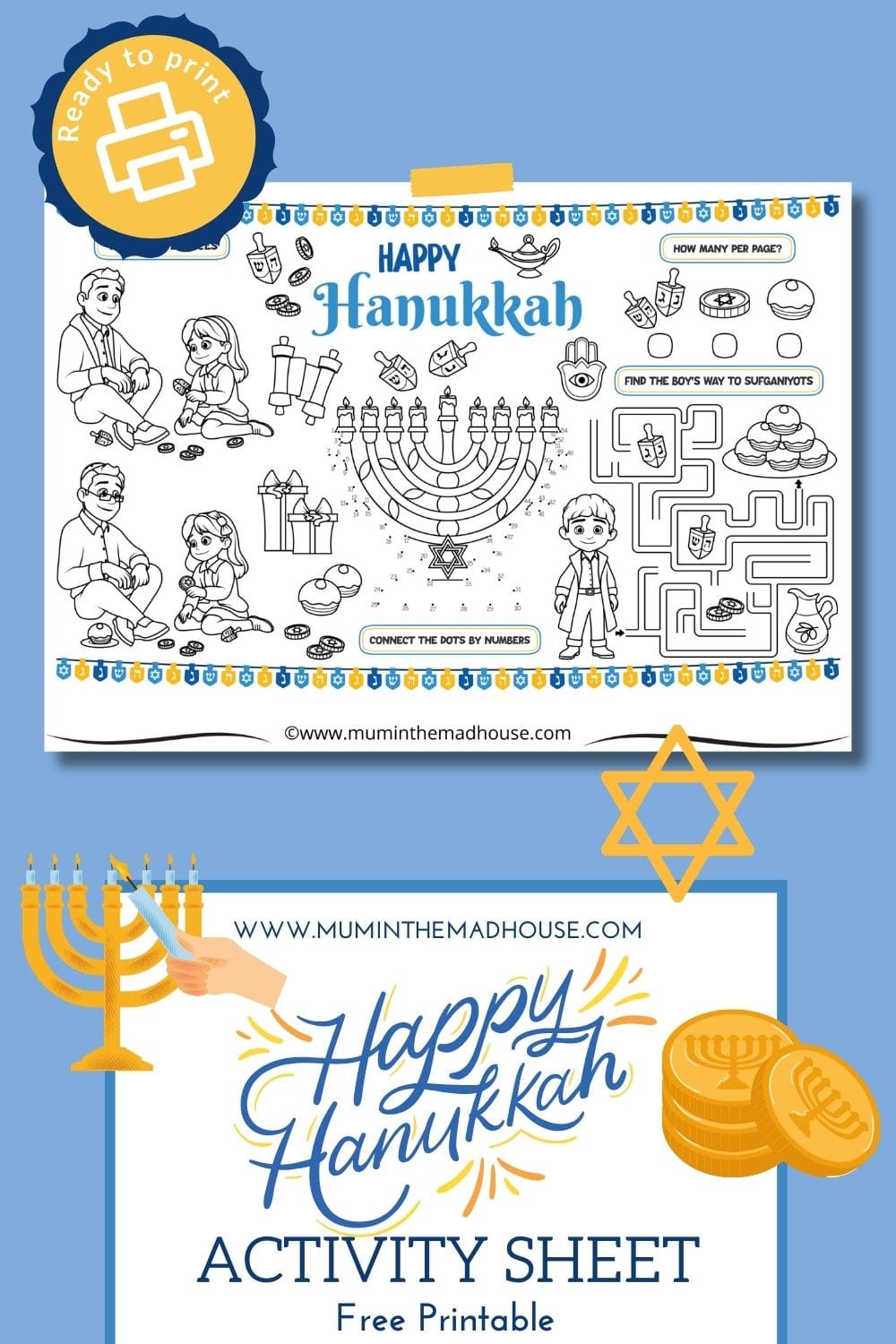 Free Printable Happy Hanukkah Activity Sheet – Fun & Educational for Kids