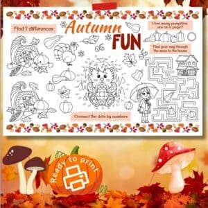 Free Printable Autumn Fun Activity Sheet – Perfect Seasonal Placemat ...