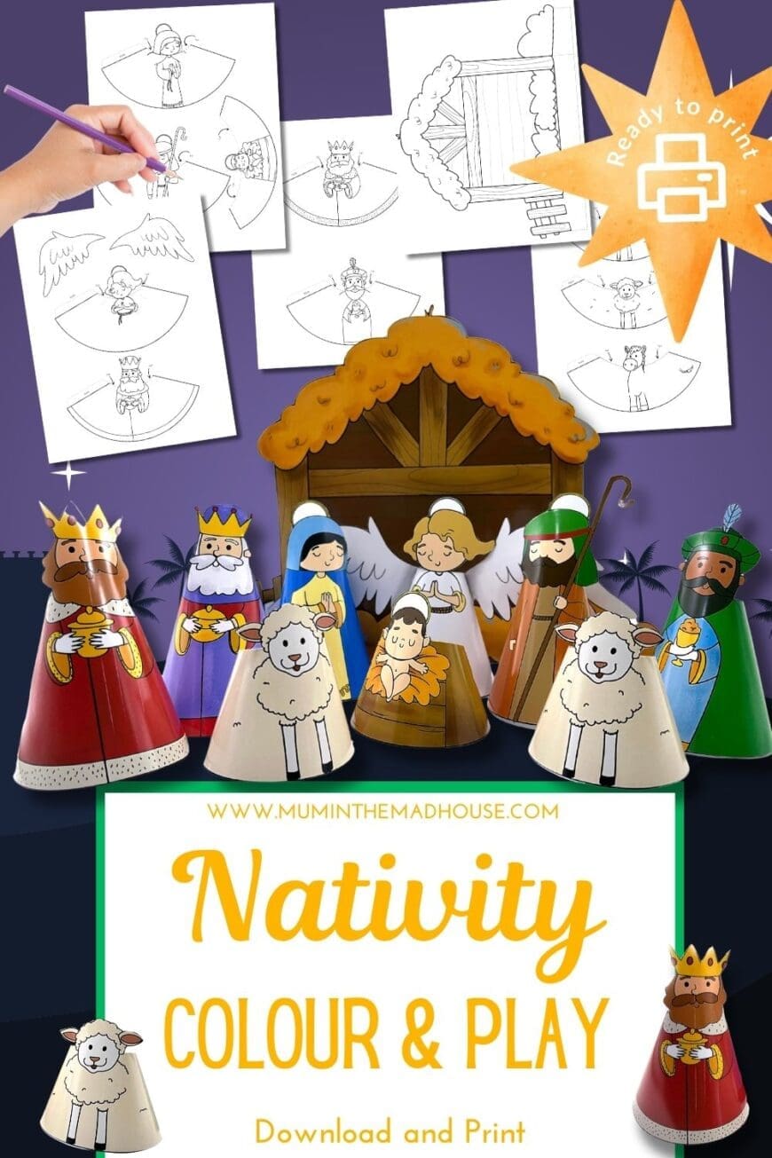 Free Printable Nativity Cones - Color, Cut, and Play for Kids