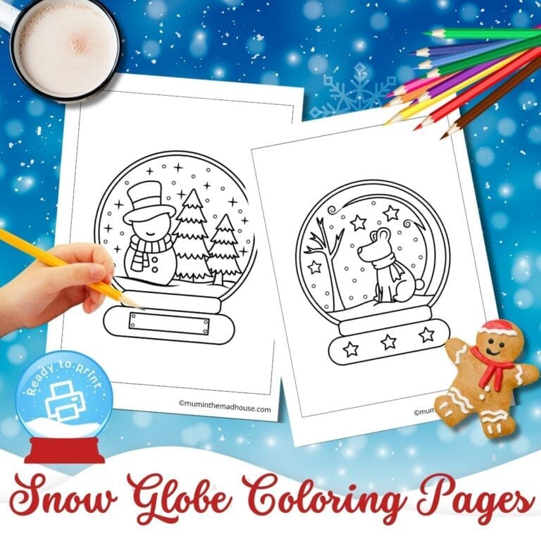 Snow Globe Coloring Pages for Kids: Fun & Festive Holiday Printables