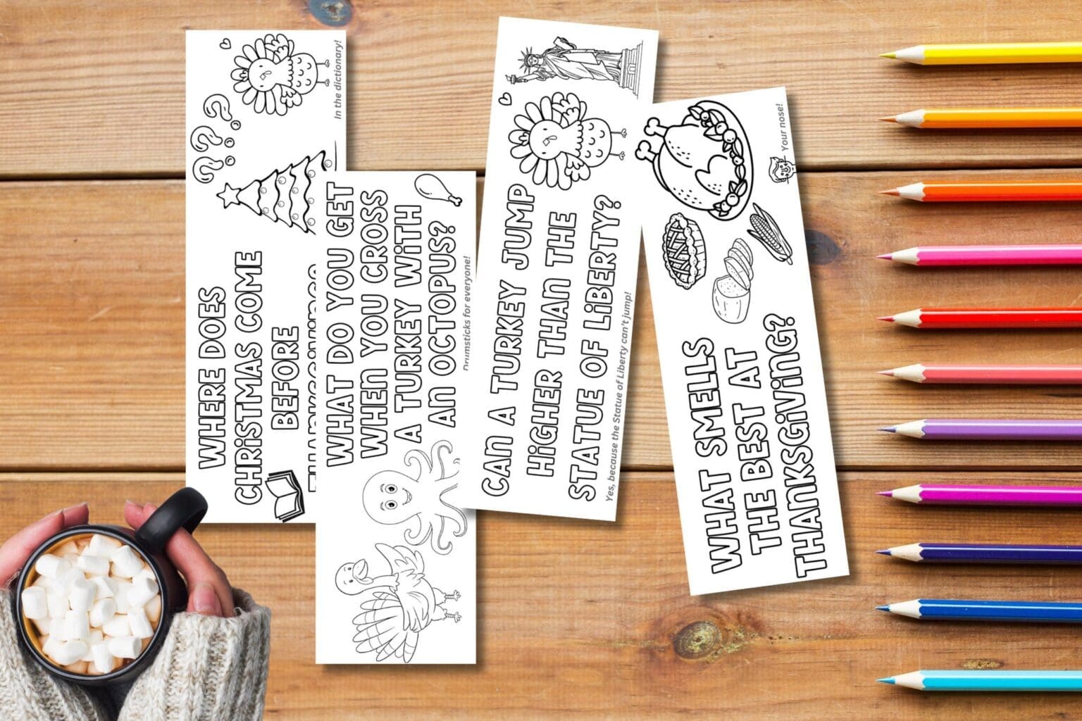 Thanksgiving Riddle Bookmarks to Color: Fun and Interactive Holiday ...