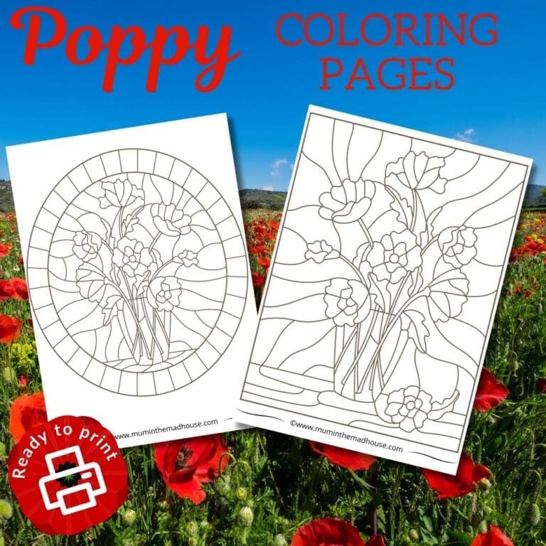 Free Stained Glass Poppy Coloring Pages – Printable for Remembrance Day