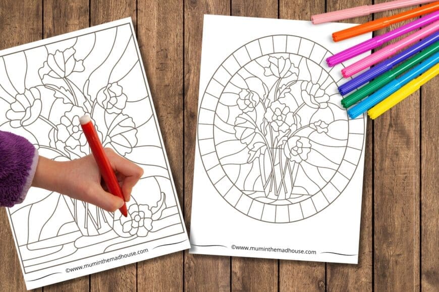 Free Stained Glass Poppy Coloring Pages – Printable for Remembrance Day