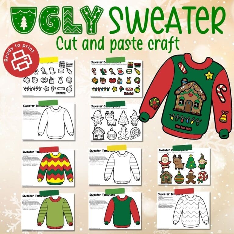DIY Ugly Sweater Craft for Kids | Free Printable Templates for Holiday Fun