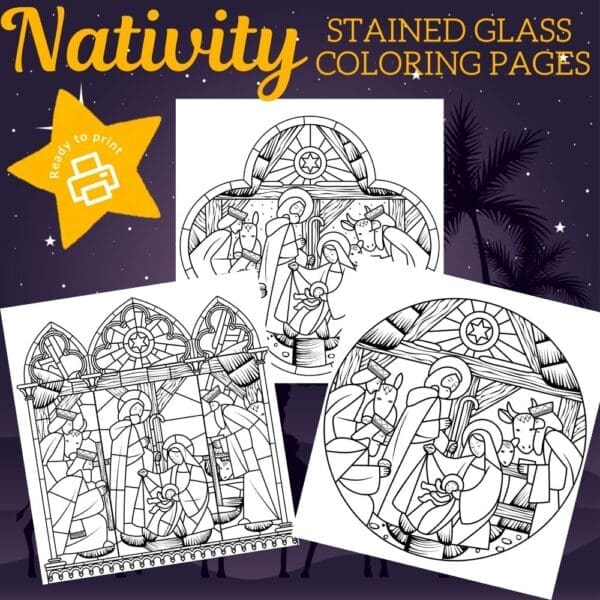 Stained Glass Nativity Coloring Pages – Free Christmas Printables for ...