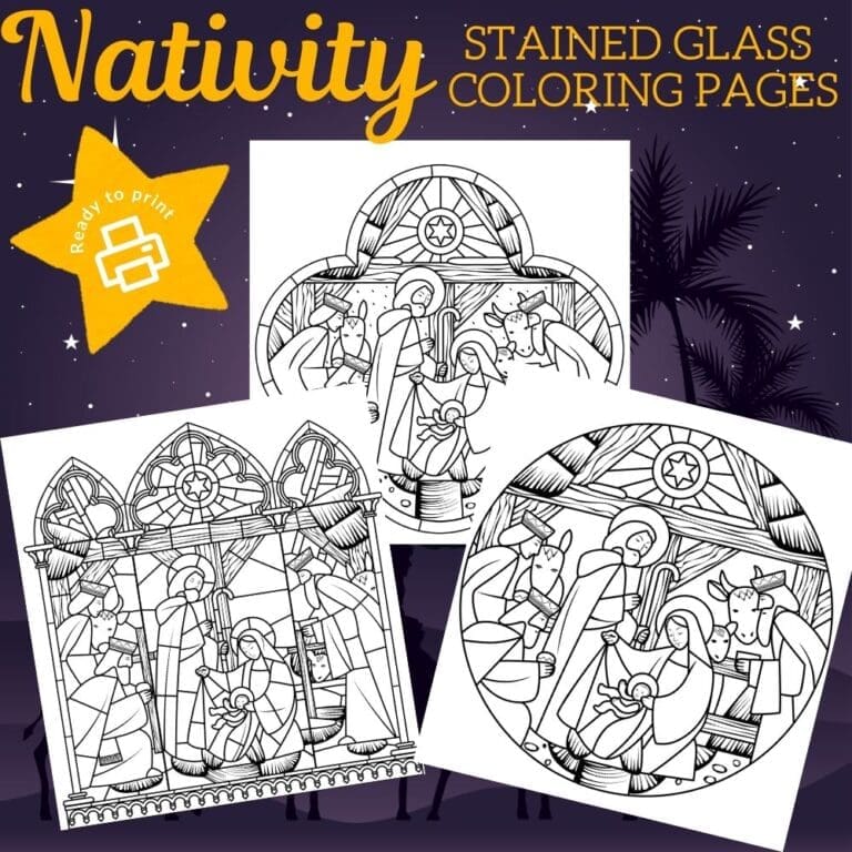 Stained Glass Nativity Coloring Pages – Free Christmas Printables for ...