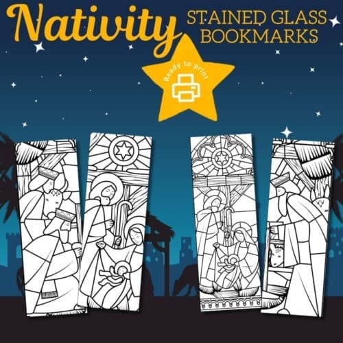 Stained Glass Nativity Coloring Bookmarks – Free Printable Christmas ...