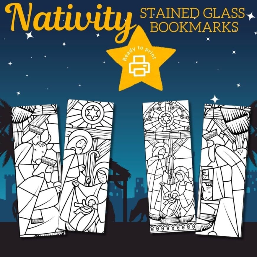 Stained Glass Nativity Coloring Bookmarks – Free Printable Christmas ...