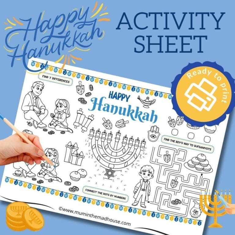 Free Printable Happy Hanukkah Activity Sheet – Fun & Educational for Kids
