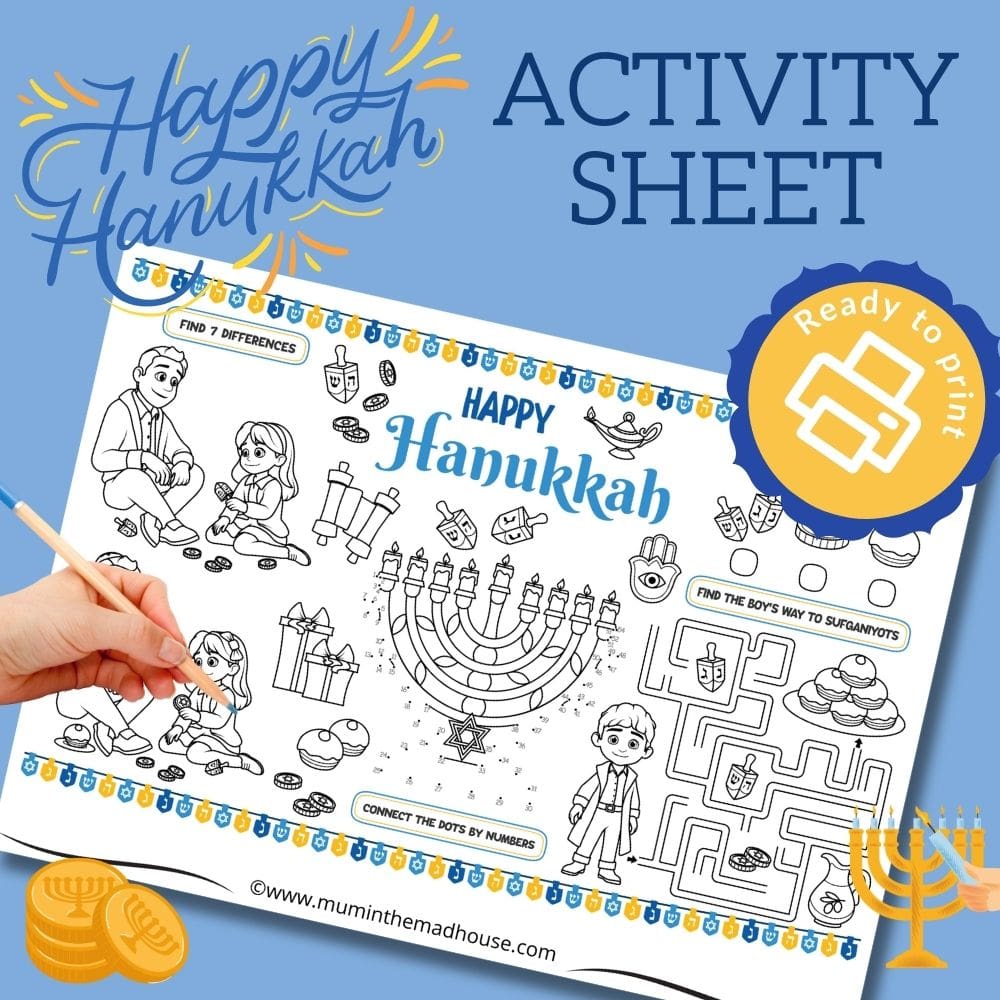 Free Printable Happy Hanukkah Activity Sheet – Fun & Educational for Kids