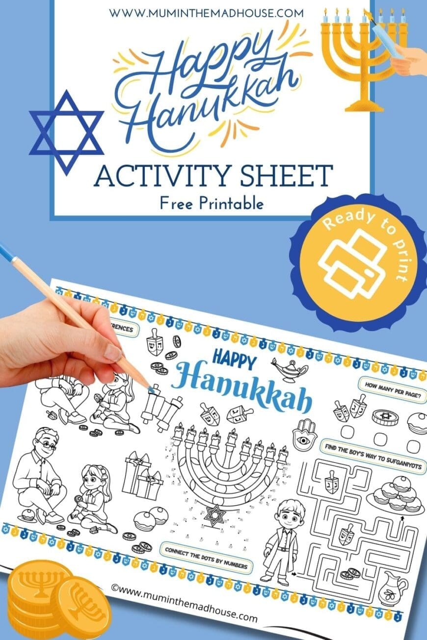 Free Printable Happy Hanukkah Activity Sheet – Fun & Educational for Kids