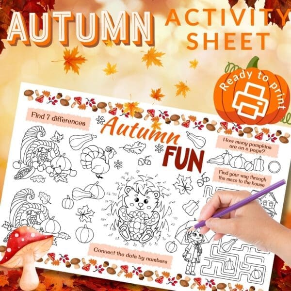 Free Printable Autumn Fun Activity Sheet – Perfect Seasonal Placemat ...
