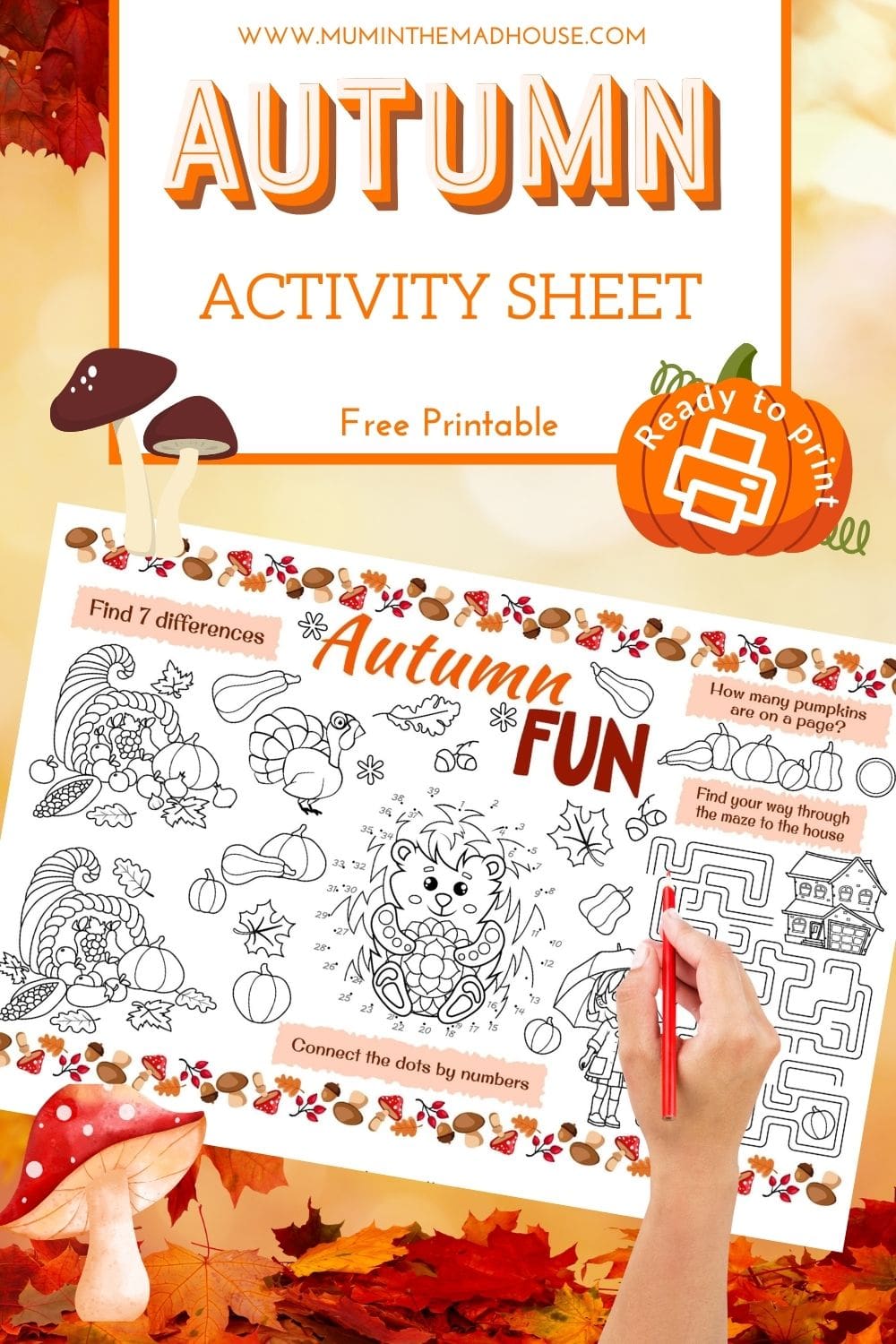 Free Printable Autumn Fun Activity Sheet – Perfect Seasonal Placemat ...
