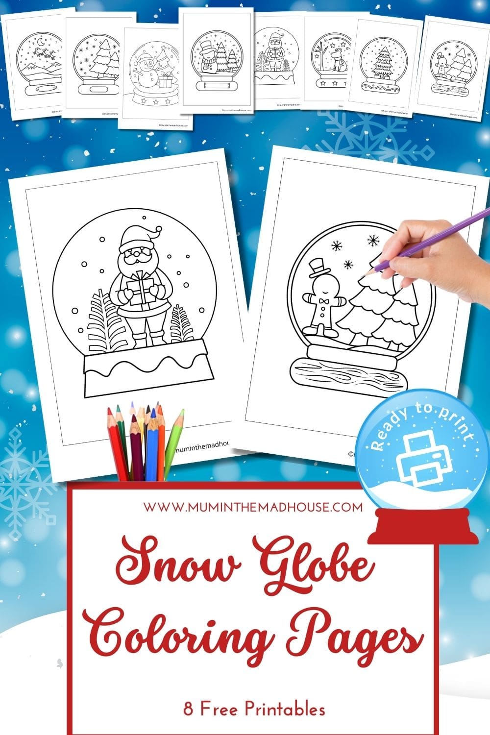 Snow Globe Coloring Pages for Kids: Fun & Festive Holiday Printables