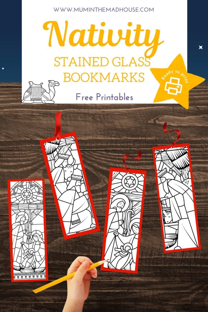 Stained Glass Nativity Coloring Bookmarks – Free Printable Christmas ...
