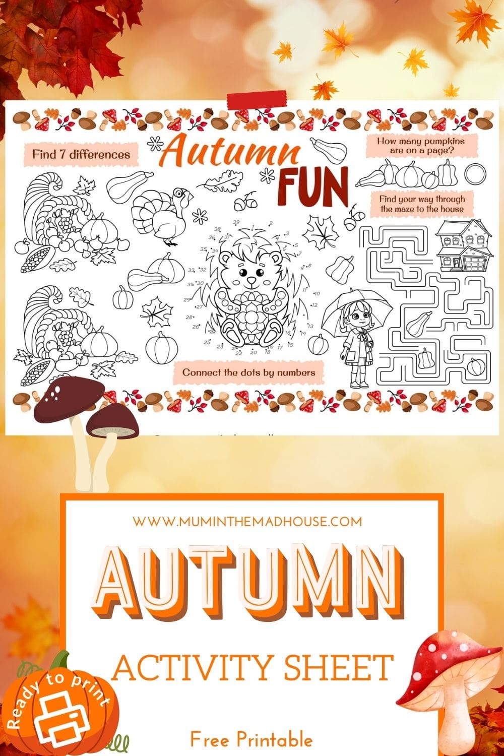 Free Printable Autumn Fun Activity Sheet – Perfect Seasonal Placemat ...