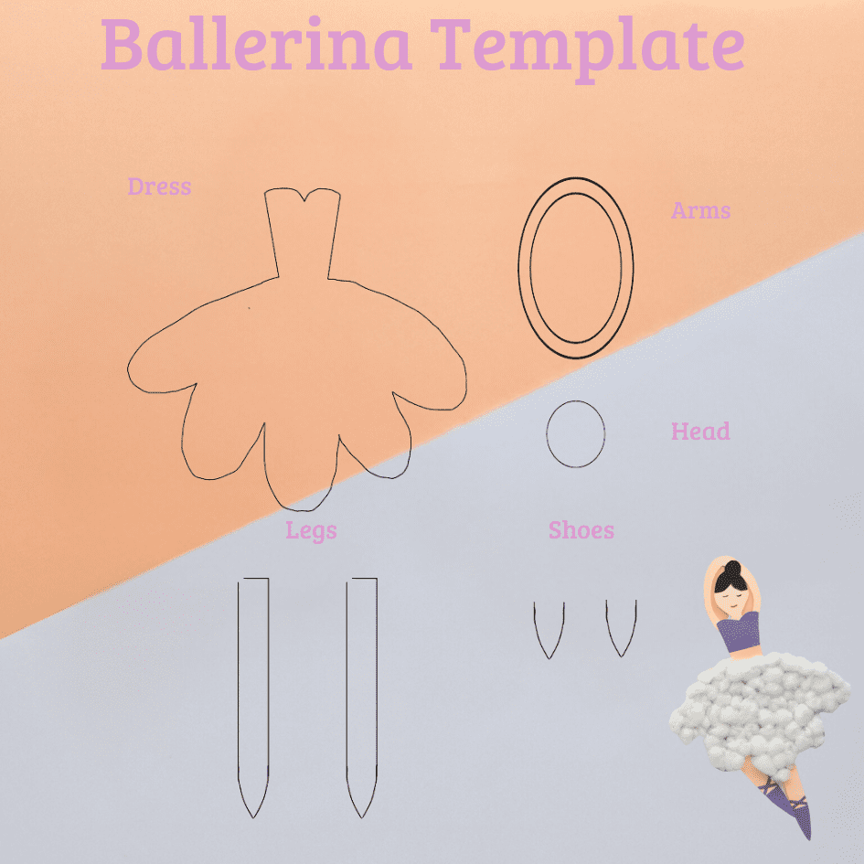 Super Cute Ballerina Craft for Kids with Free Printable Template | Mum ...