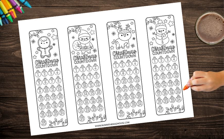 Fun Christmas Countdown Bookmarks to Colour – Perfect for Kids!
