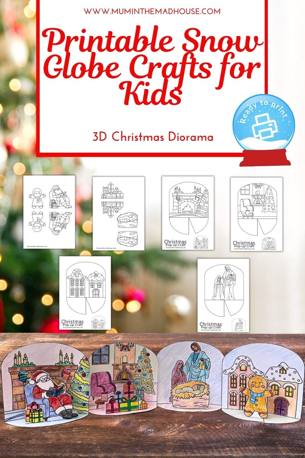 D Christmas Diorama Printables – Festive Snow Globe Crafts for Kids