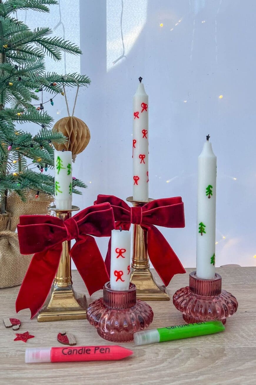DIY Festive Painted Candles with Wax Candle Pens: Christmas Trees ...