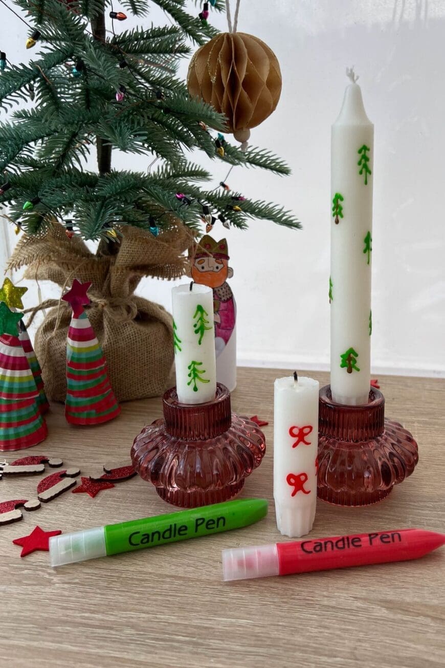 DIY Festive Painted Candles with Wax Candle Pens: Christmas Trees ...