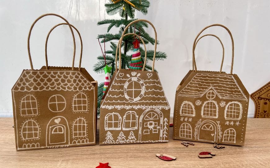 DIY Gingerbread House Gift Bags - Festive Christmas Craft Idea